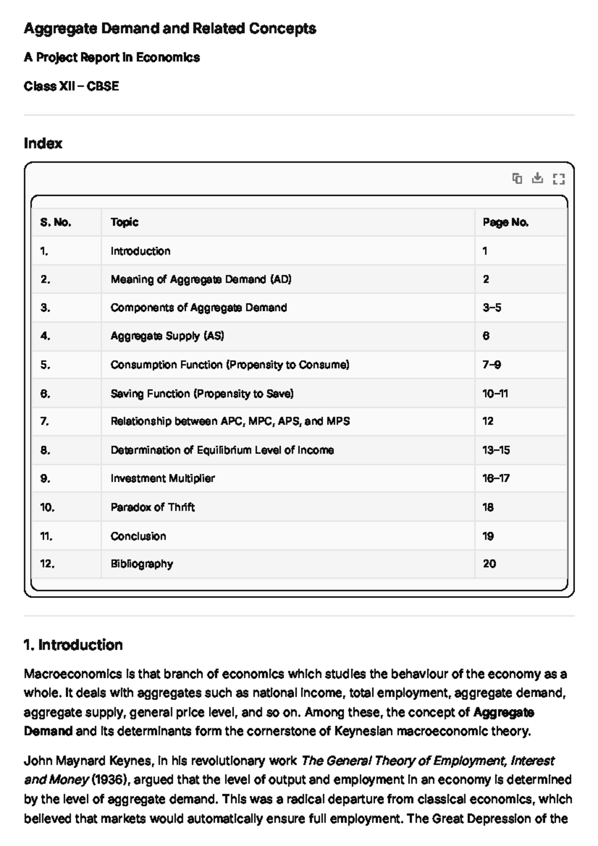 Aggregate Demand and Its Determinants: Project Report for Economics ...