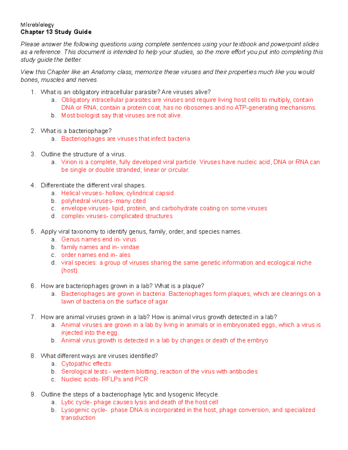 Chapter 13 Study Guide - Microbiology Chapter 13 Study Guide Please ...