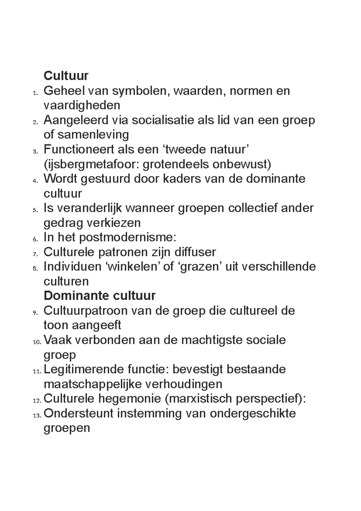 Subculturen en Dominante Cultuur: Een Analyse van Cultuurpatronen - Studocu