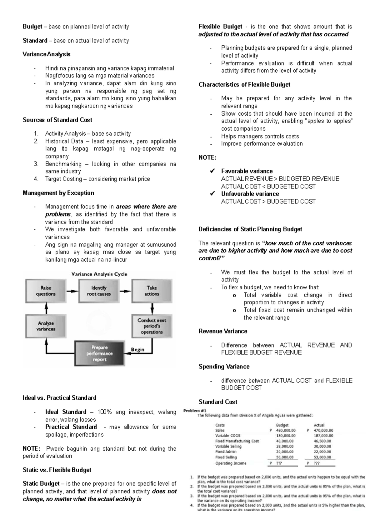 Standard Costing and Variance Analysis (ACCT 101) - Studocu