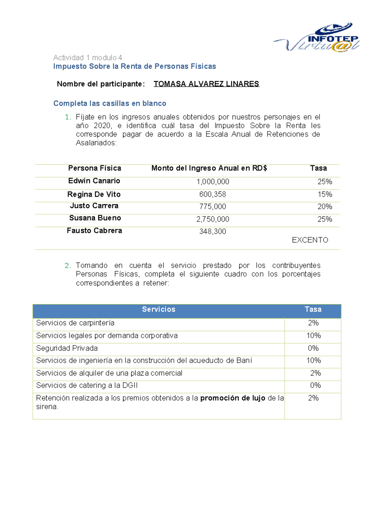Actividad 1 Módulo 4 - Cálculo de ISR con Ejemplos Prácticos - Studocu