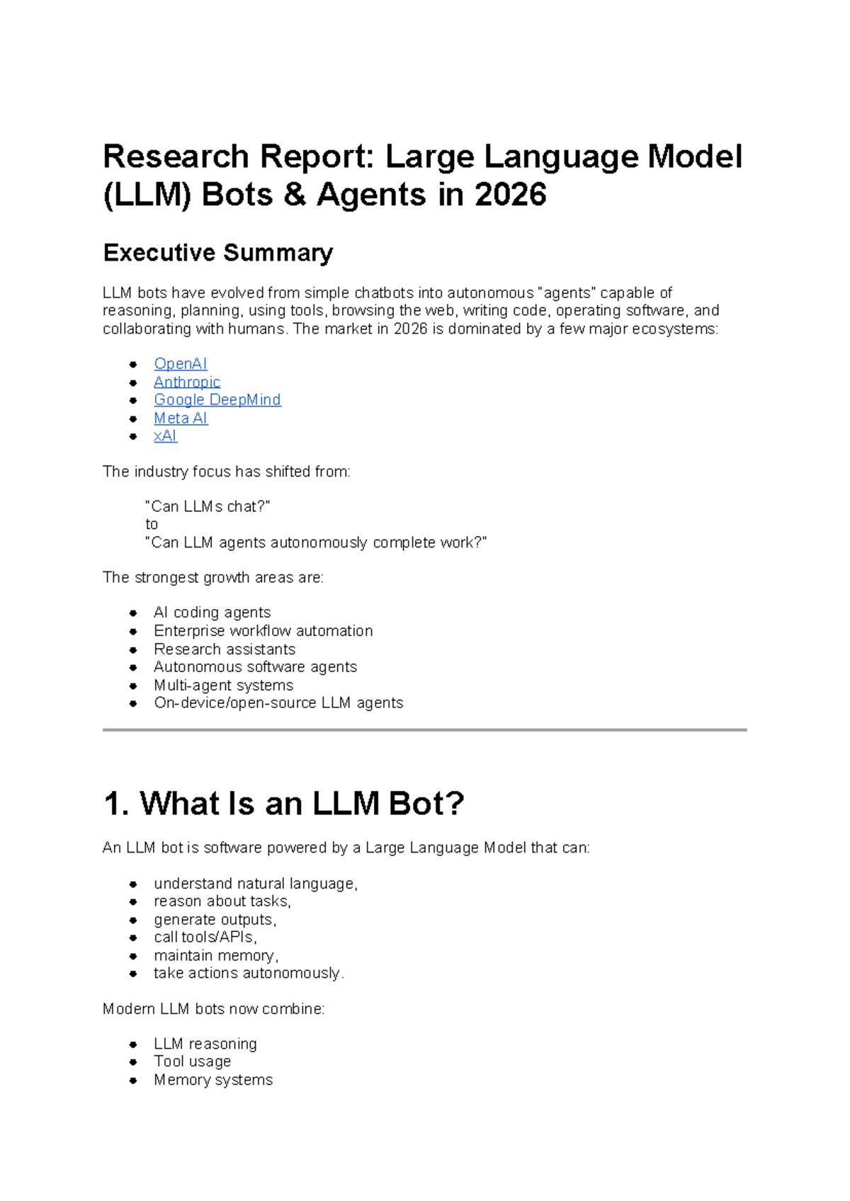 LLM 2026 Research Report: Evolution of AI Bots and Agents - Studocu