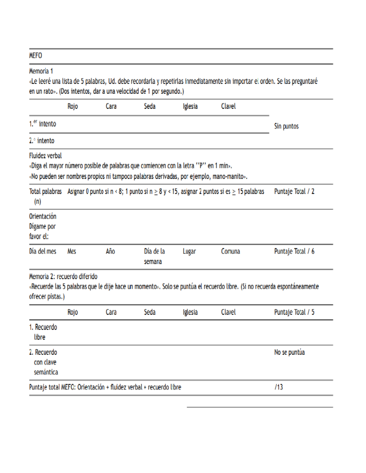 MEFO - Memoria, Fluidez y Orientación: Un Estudio Detallado - Studocu