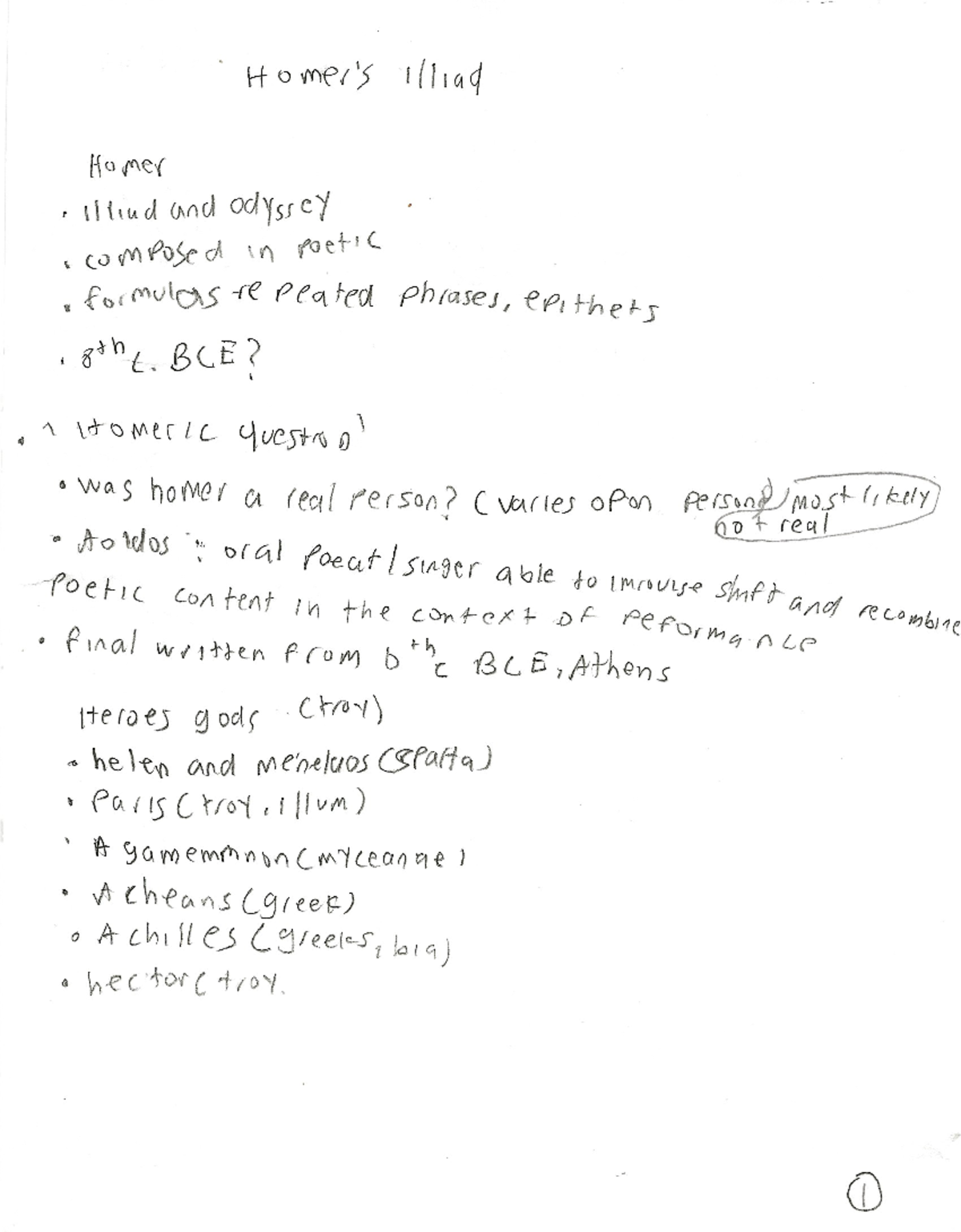 HOM 101: Iliad and Odyssey Exam Study Guide - Key Topics & Techniques ...