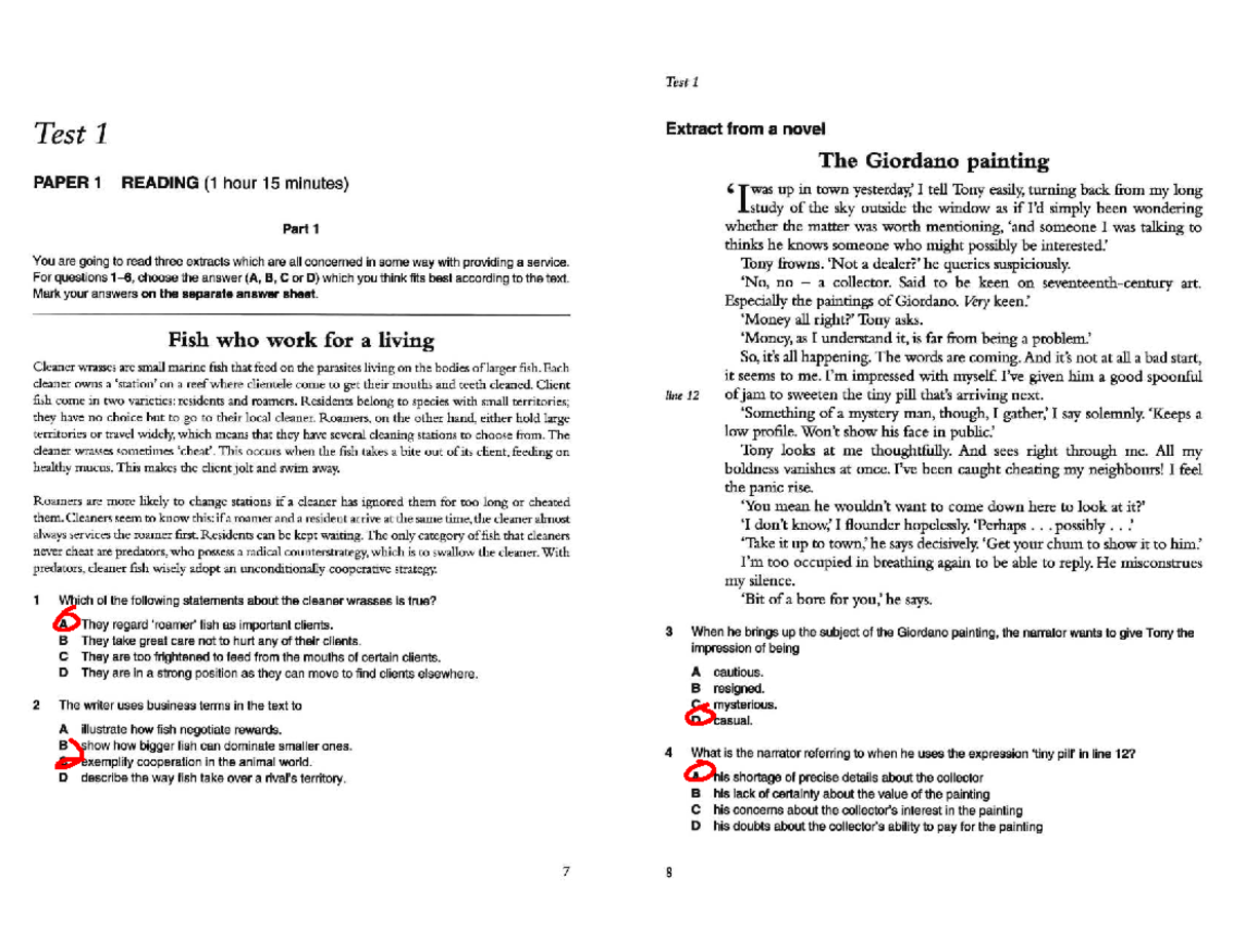 OLD CAE 1 T1 Reading: Cleaner Wrasses and Banking Systems - Studocu