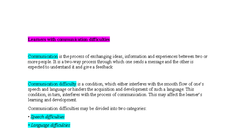 Week 11 Learners with Communication Disorders - Learners with ...