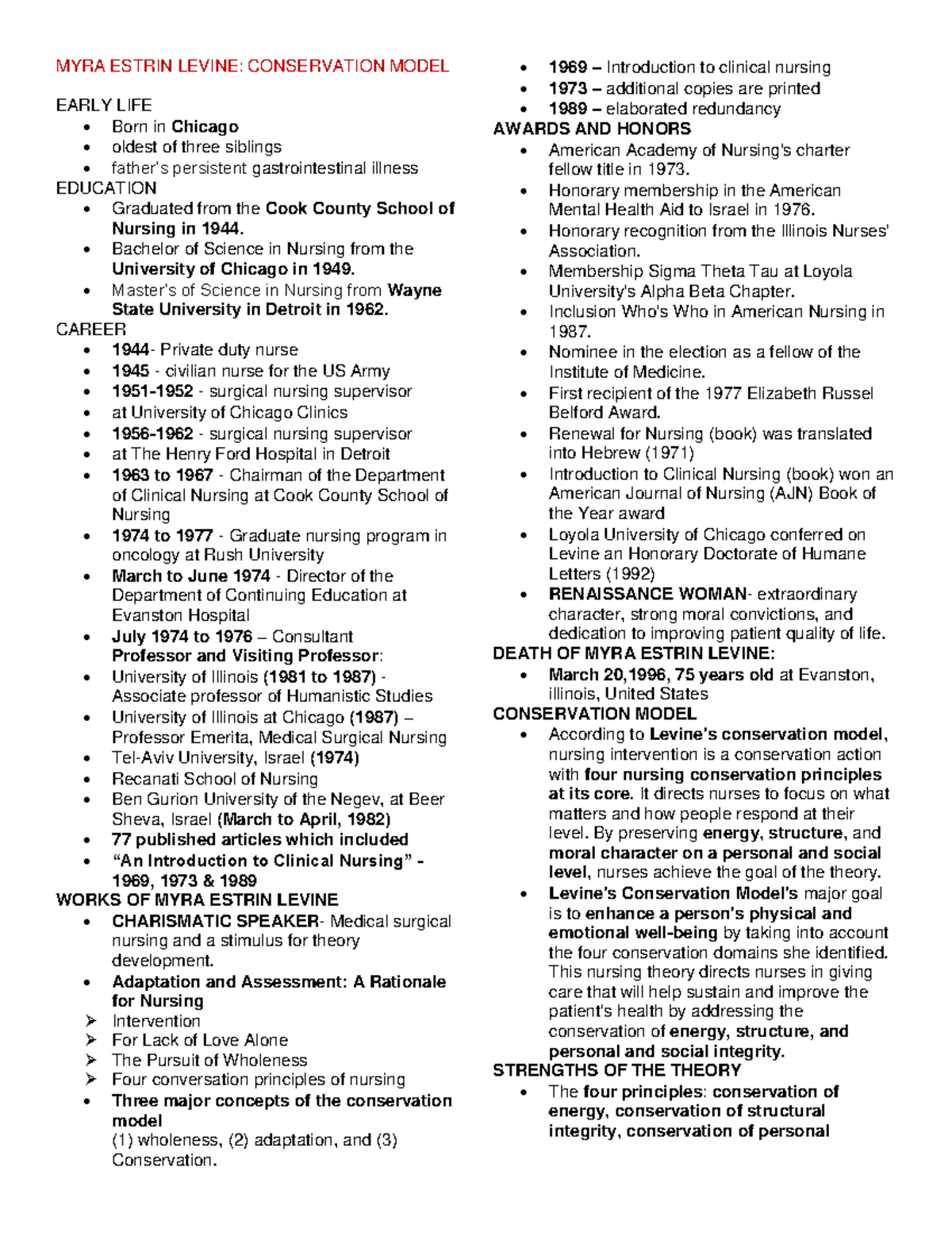 TFN - Myra Estrin Levine's Conservation Model Overview and Analysis ...