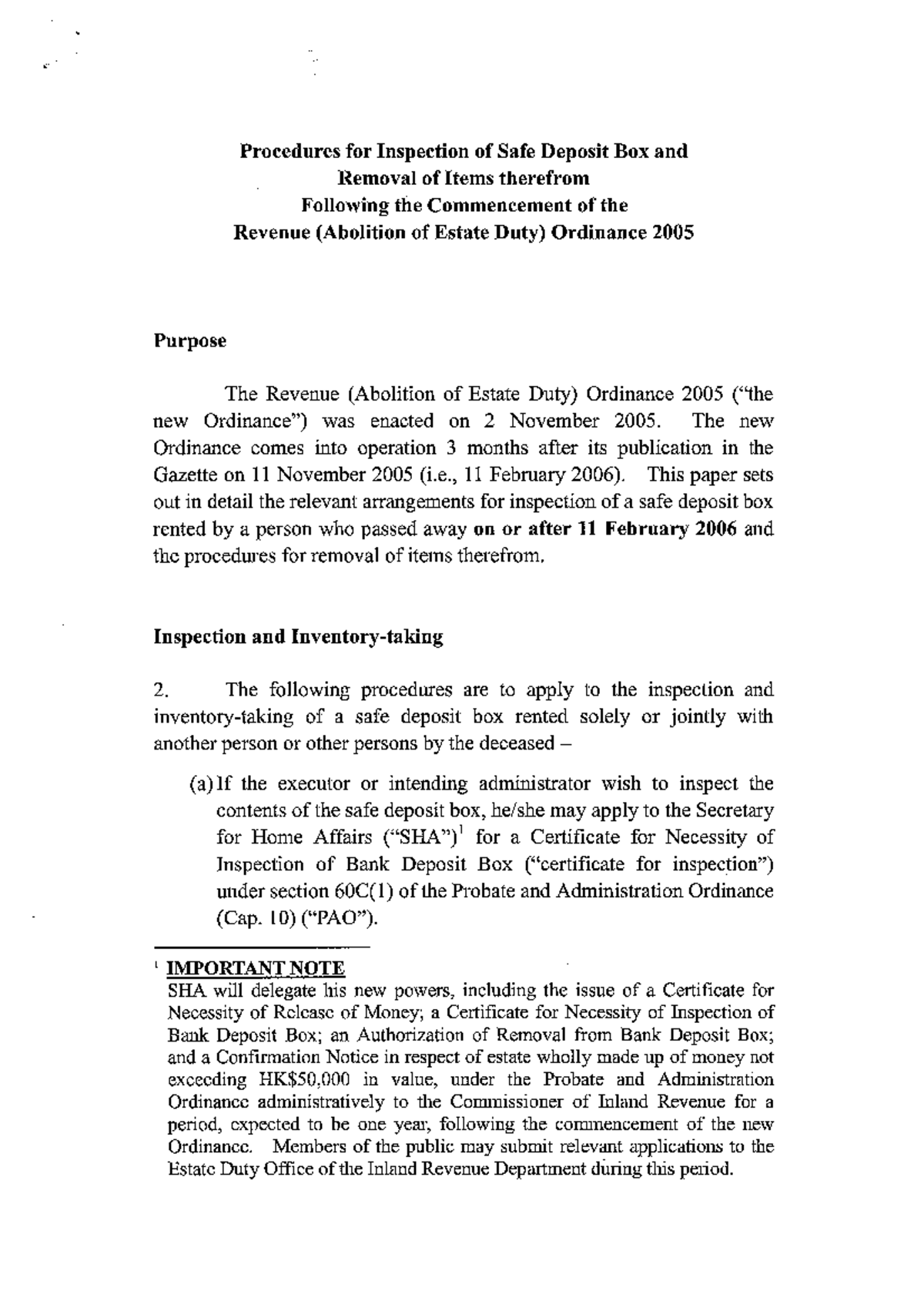 Procedures for Safe Deposit Box Inspection & Item Removal (2005) - Studocu