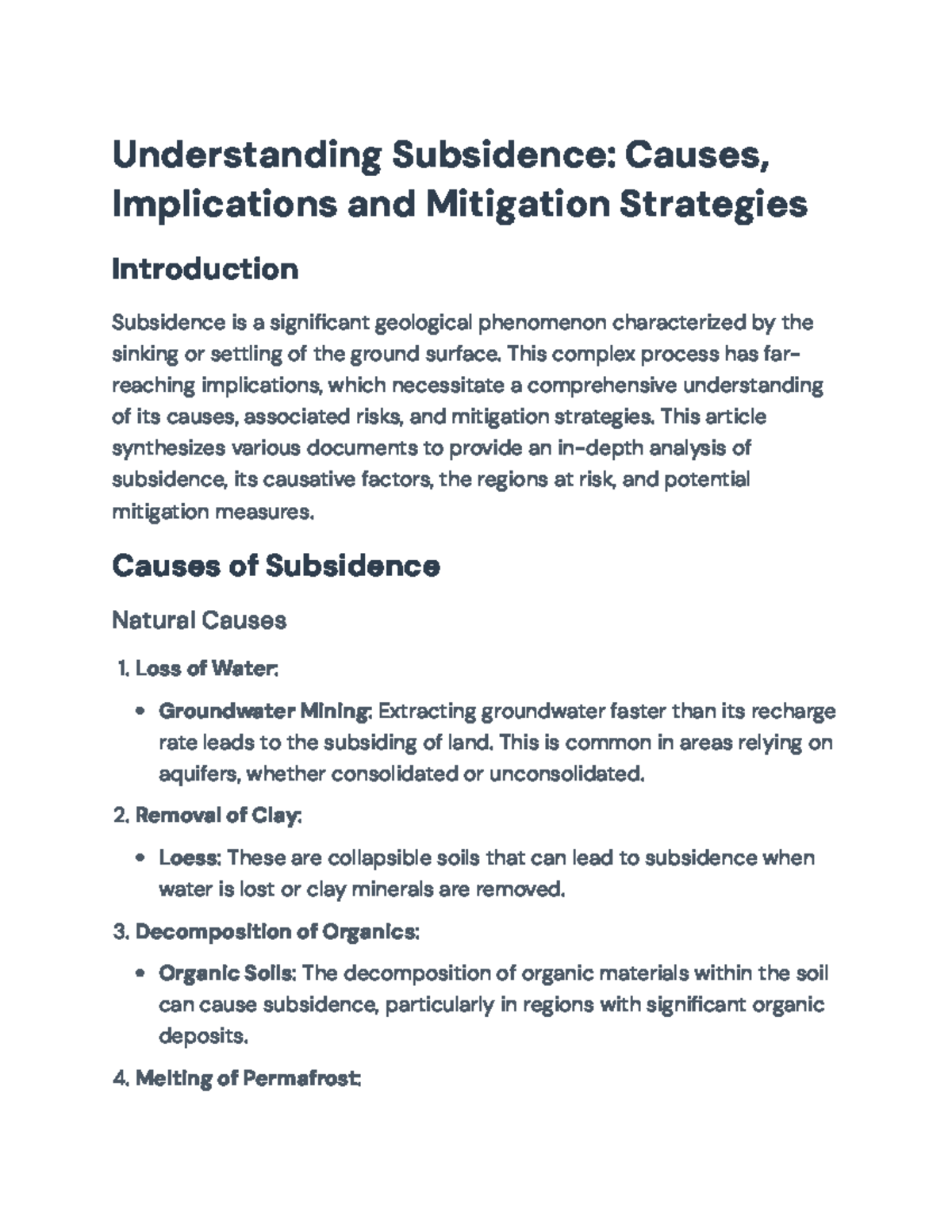 Understanding Subsidence: Causes, Risks, and Mitigation Strategies ...
