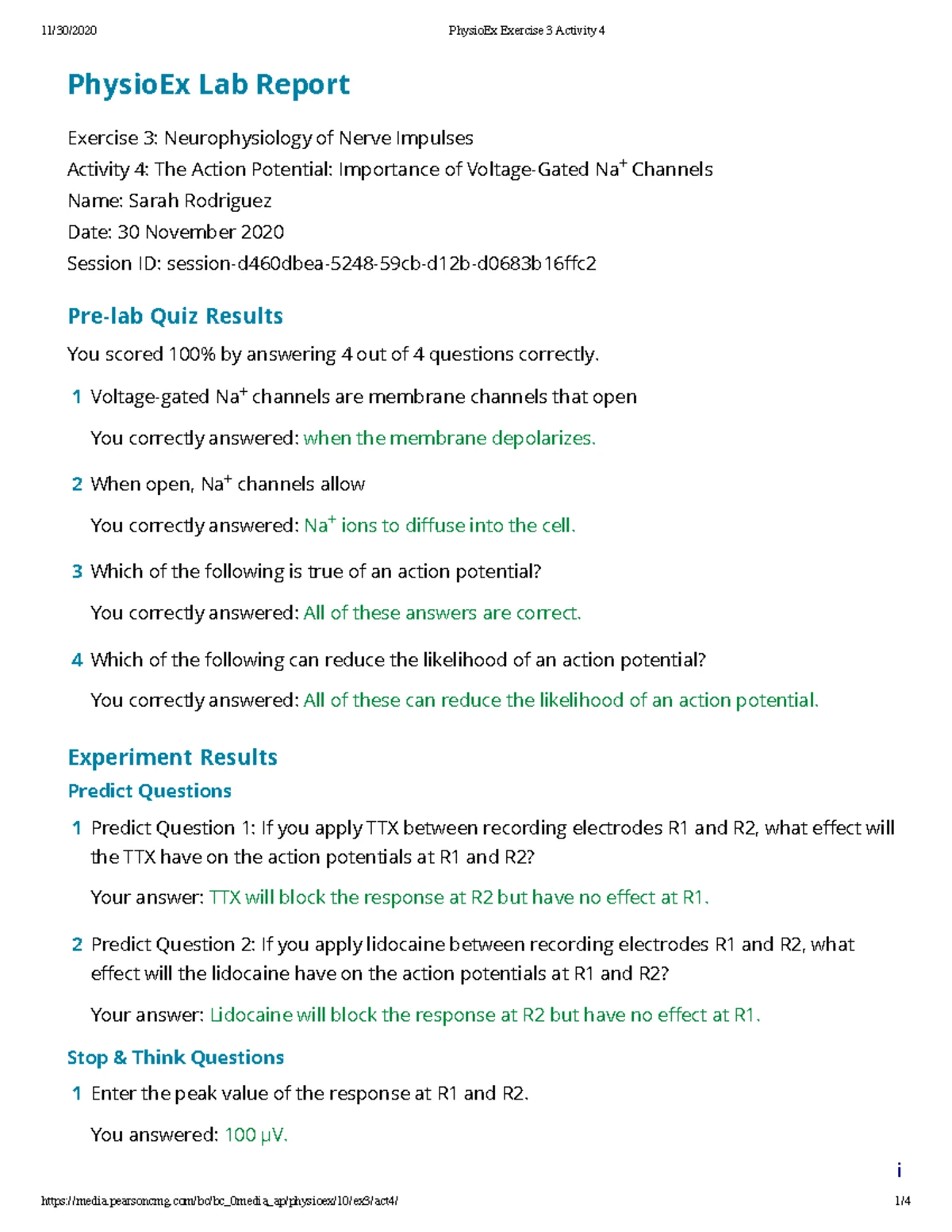 Ap-1-Lab Exercise 19: Spinal Cord & Nerves Q&A Guide - Studocu