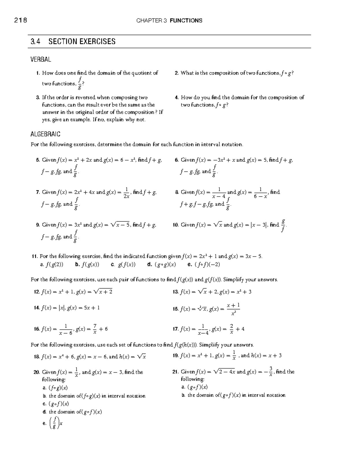 Functions and Their Operations: Exercises from Chapter 3 (MATH 101) - Studocu