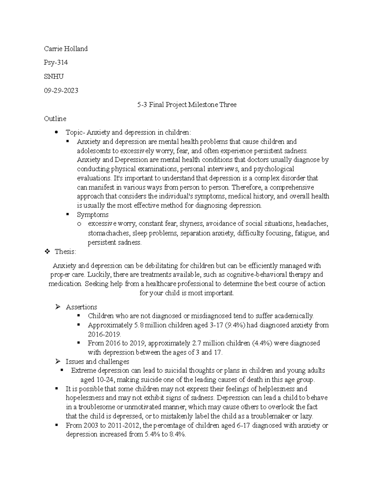 Psy-314 Final Project Milestone 3: Understanding Childhood Anxiety ...