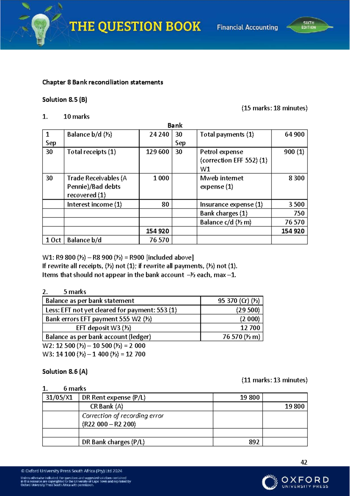 Bank Reconciliation Statements Solutions (Chapter 8) - Studocu