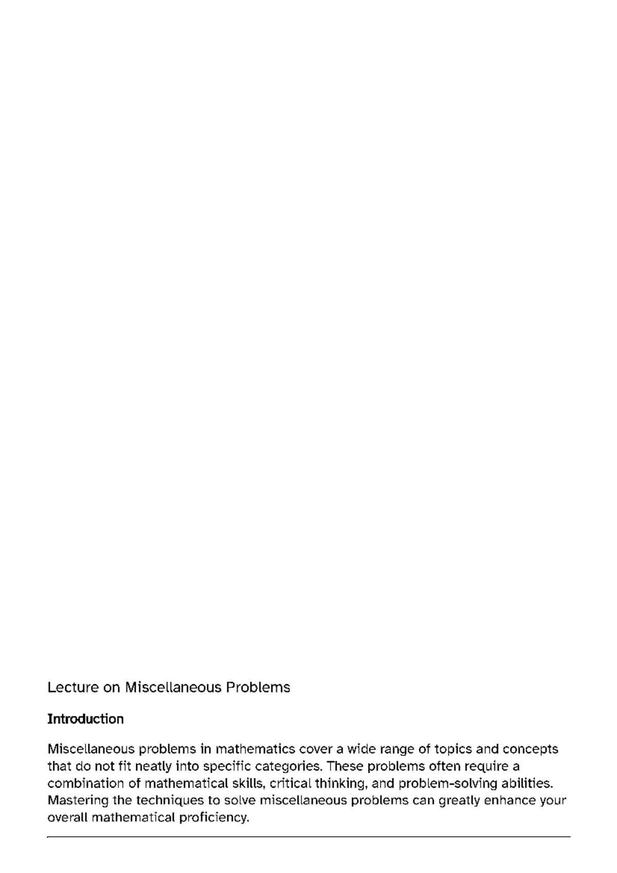 5c - Practice solving - Lecture on Miscellaneous Problems Introduction ...