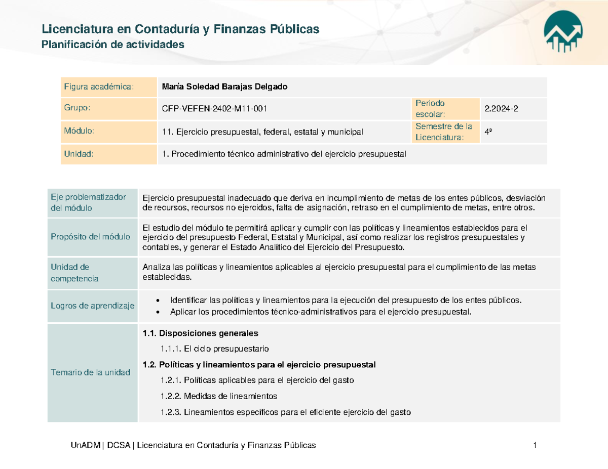LCFP M11 U1 planificacion - Planificación de actividades Figura ...