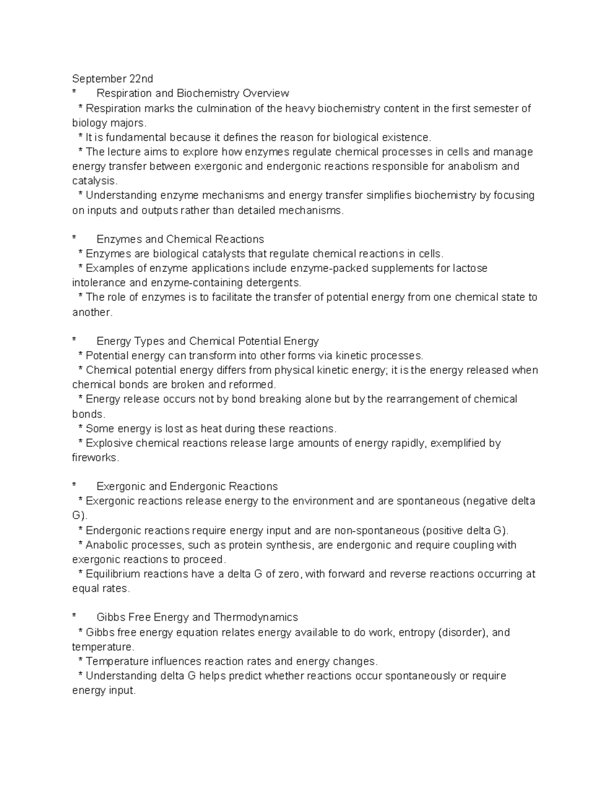 Cellular Respiration Overview: Enzymes & Energy Transfer (BIO101) - Studocu