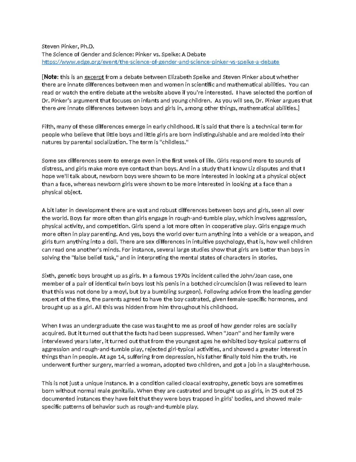 The Science of Gender Differences: Insights from Early Childhood to ...