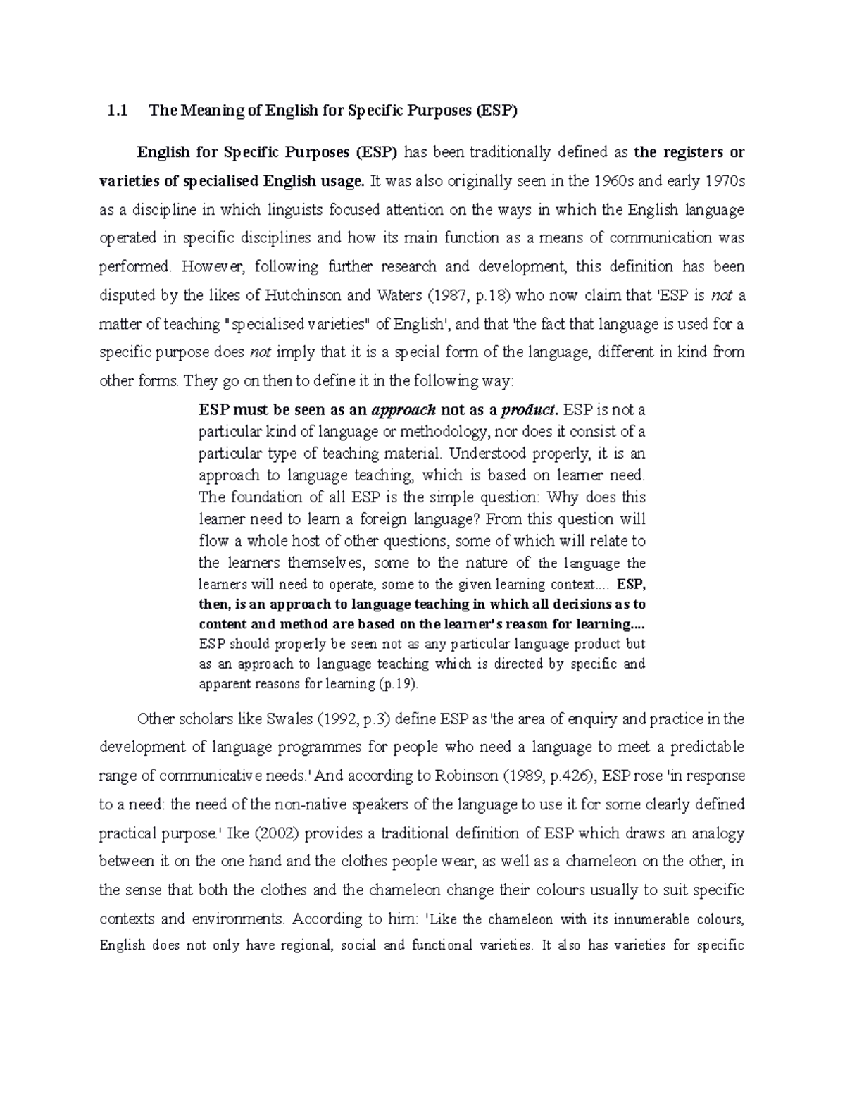 ENG 412 ESP Lecture Notes: An Overview of English for Specific Purposes ...