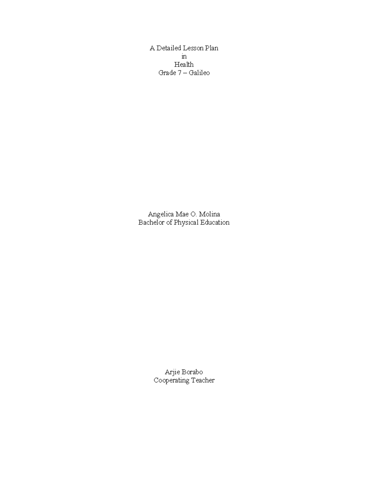 Detailed Lesson Plan for Grade 7 Health (PE 101) on Mental Health - Studocu