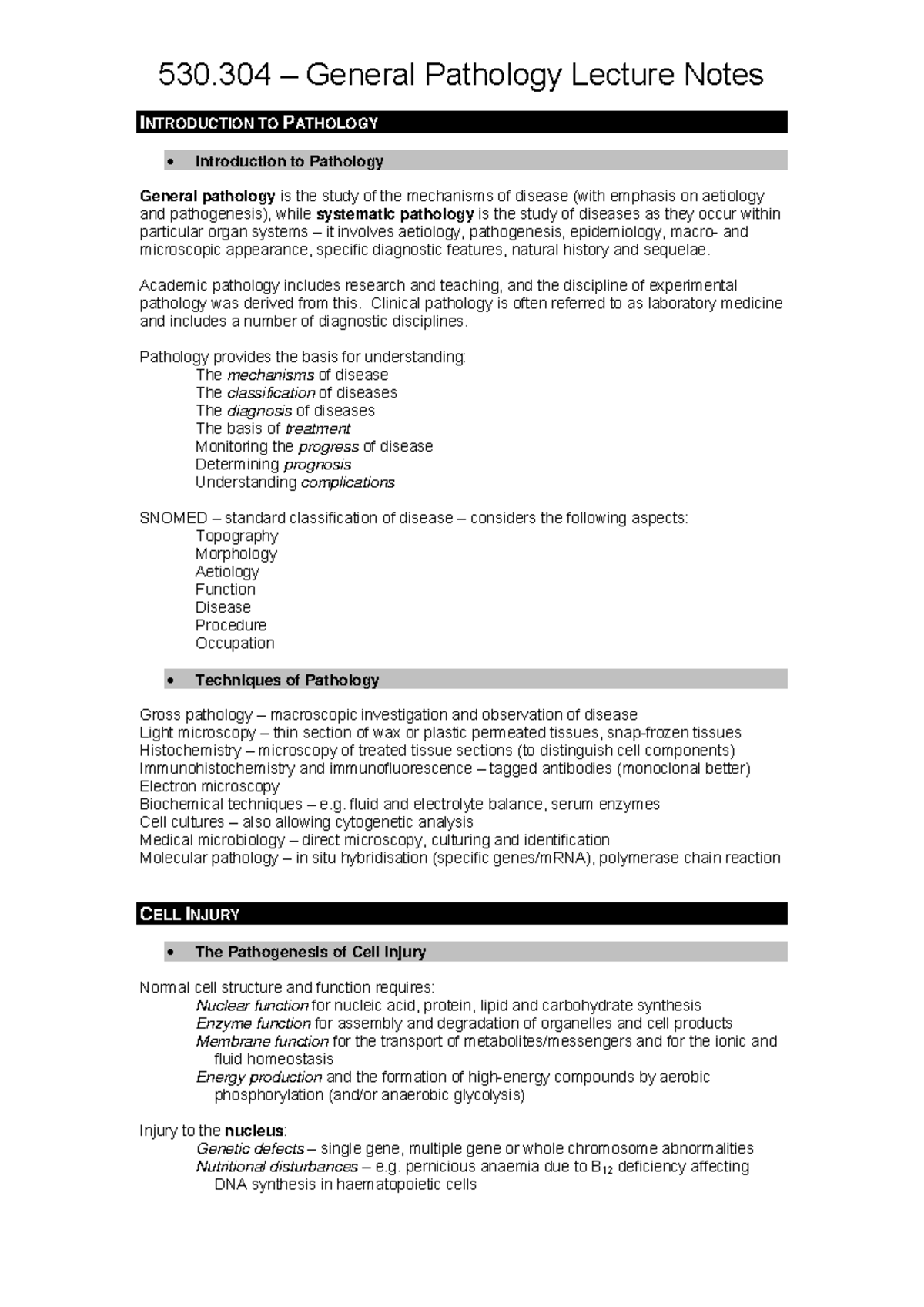 PATH 101: Comprehensive General Pathology Study Notes - Studocu