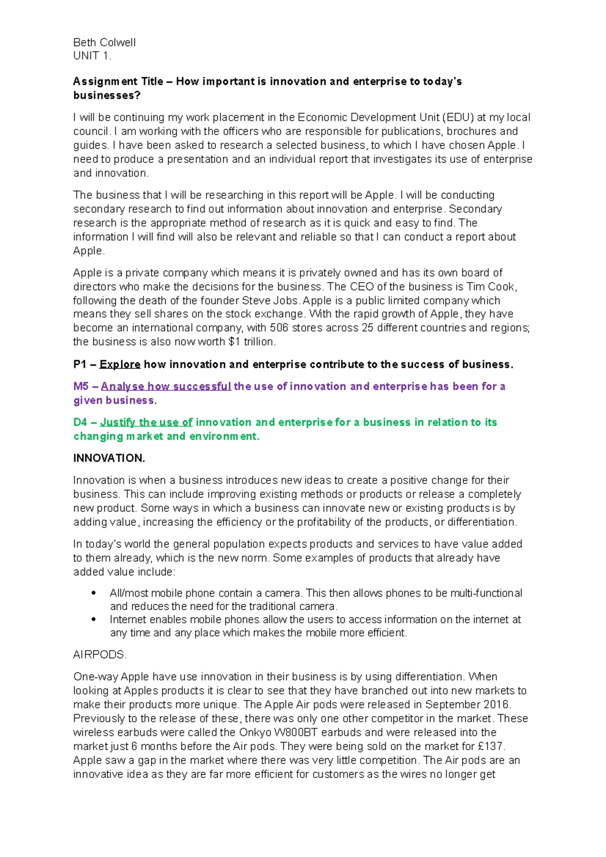 Level 3 Business Unit 17 Assignment 2 Unit 17 Digital Marketing