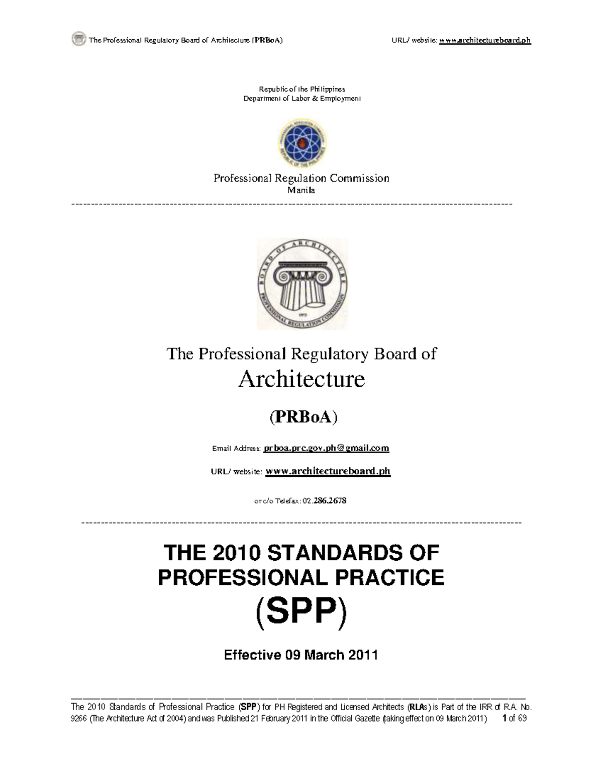 2010 SPP (Standards of Professional Practice) for Architects in the PH ...