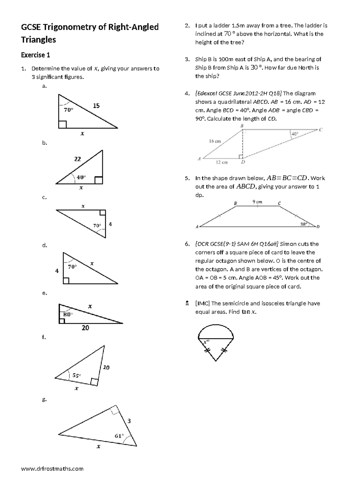 GCSE-Trigonometry Of Right Angled Triangles - GCSE Trigonometry of ...