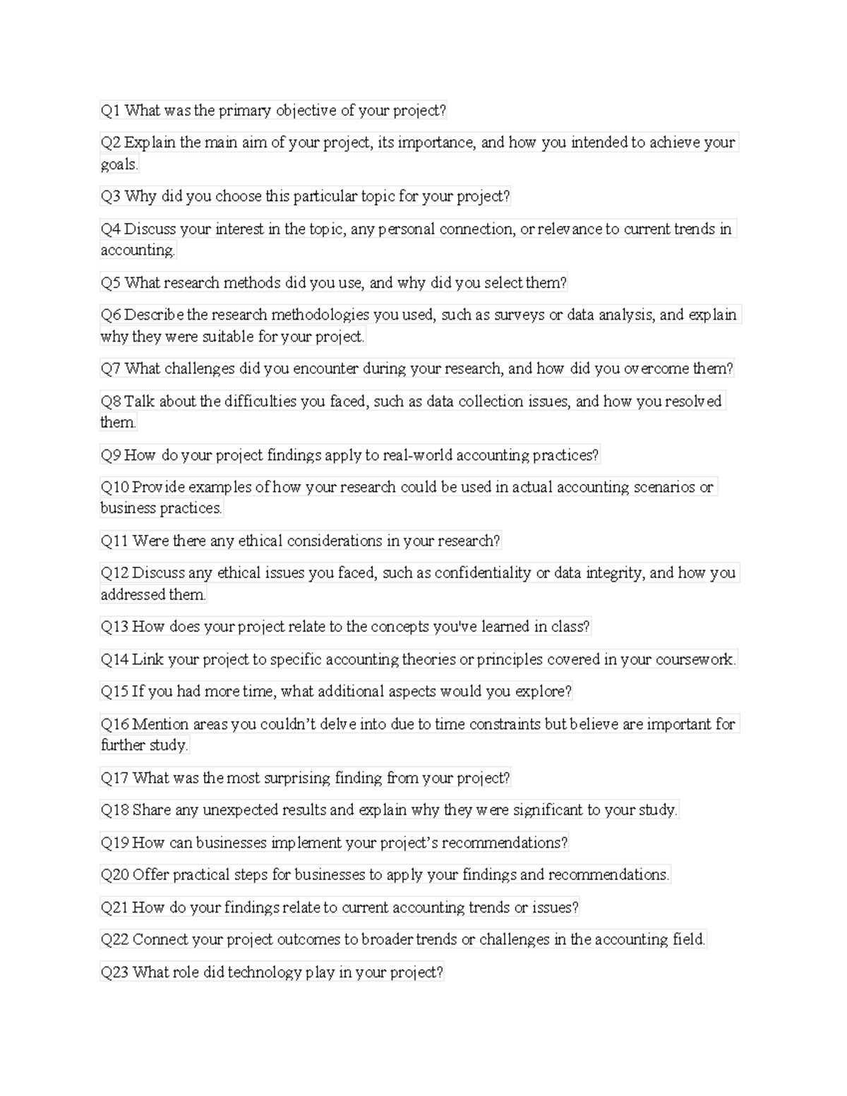 Cash Flow Statement Viva Questions - Sample Q&A for ACC 101 - Studocu