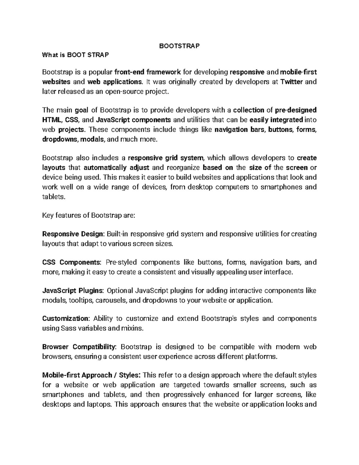 Bootstrap UNIT5: A Comprehensive Guide to Responsive Web Design - Studocu