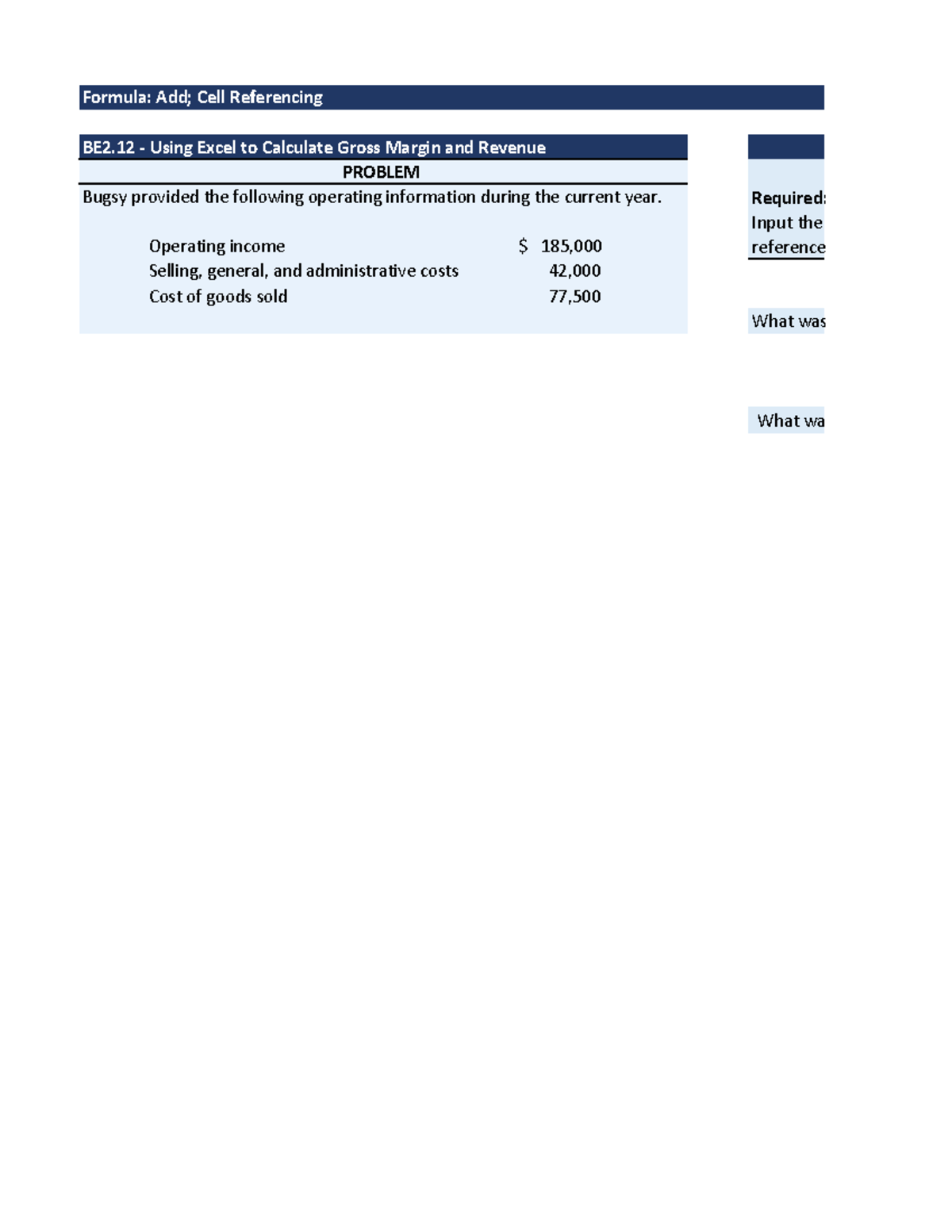 Module One Problem Set: Excel Cell Referencing for Gross Margin - Studocu