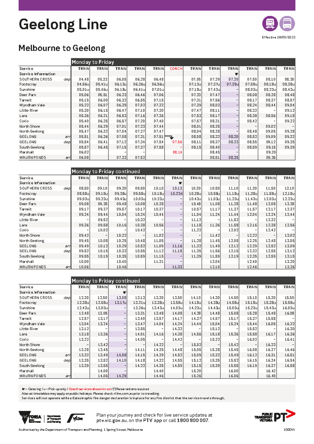 Geelong Line Timetable (AD) - Effective 28/05/2023 - Studocu