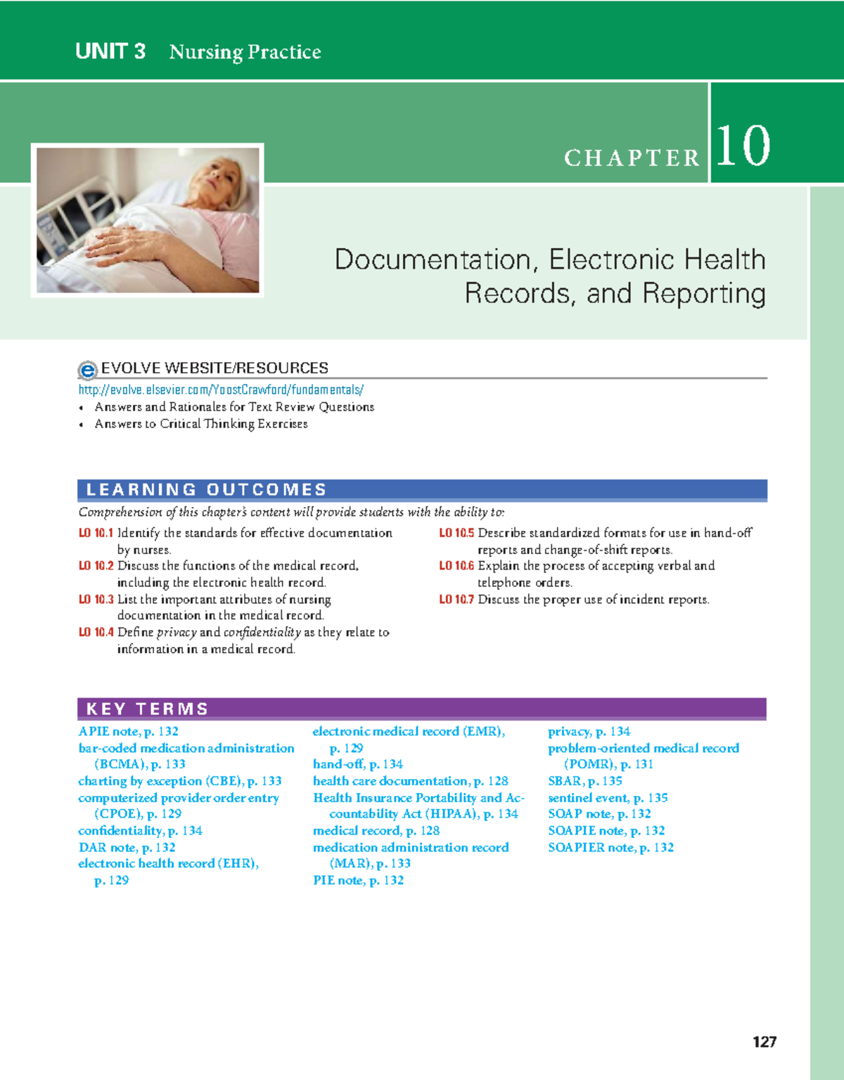 Chapter 10 - Nursing Practice Documentation & EHR Standards (NURS 101) - Studocu