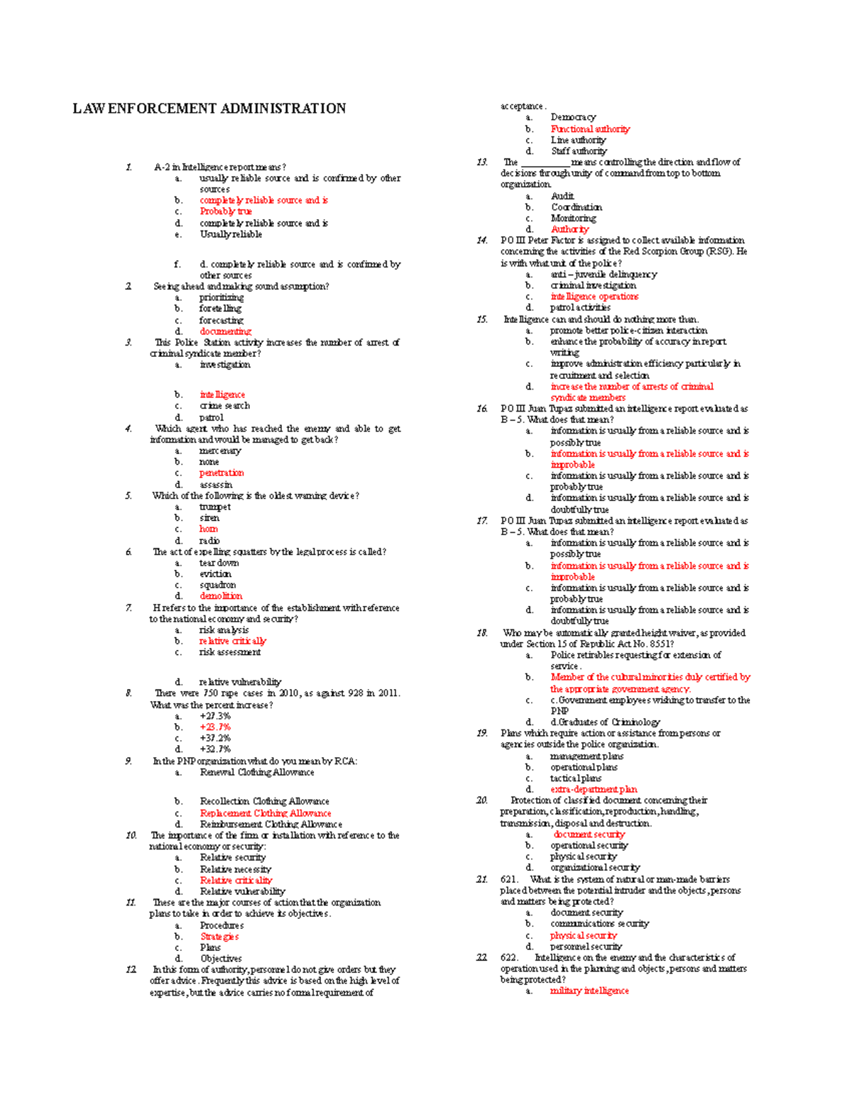 LEA-700-Quiz - Law Enforcement Administration Insights - Studocu