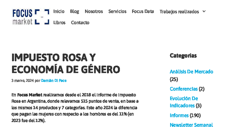 Impuesto Rosa y Economía de Género 2024 - Informe Focus Market - Studocu