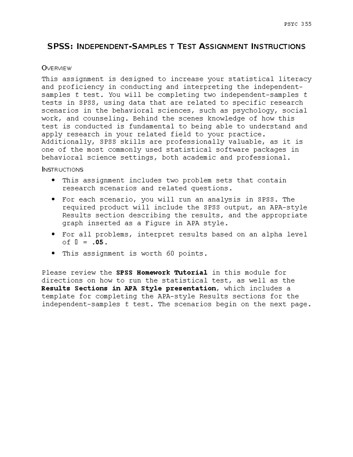 Spss Homework Independent Samples T Test Assignment Guide Studocu