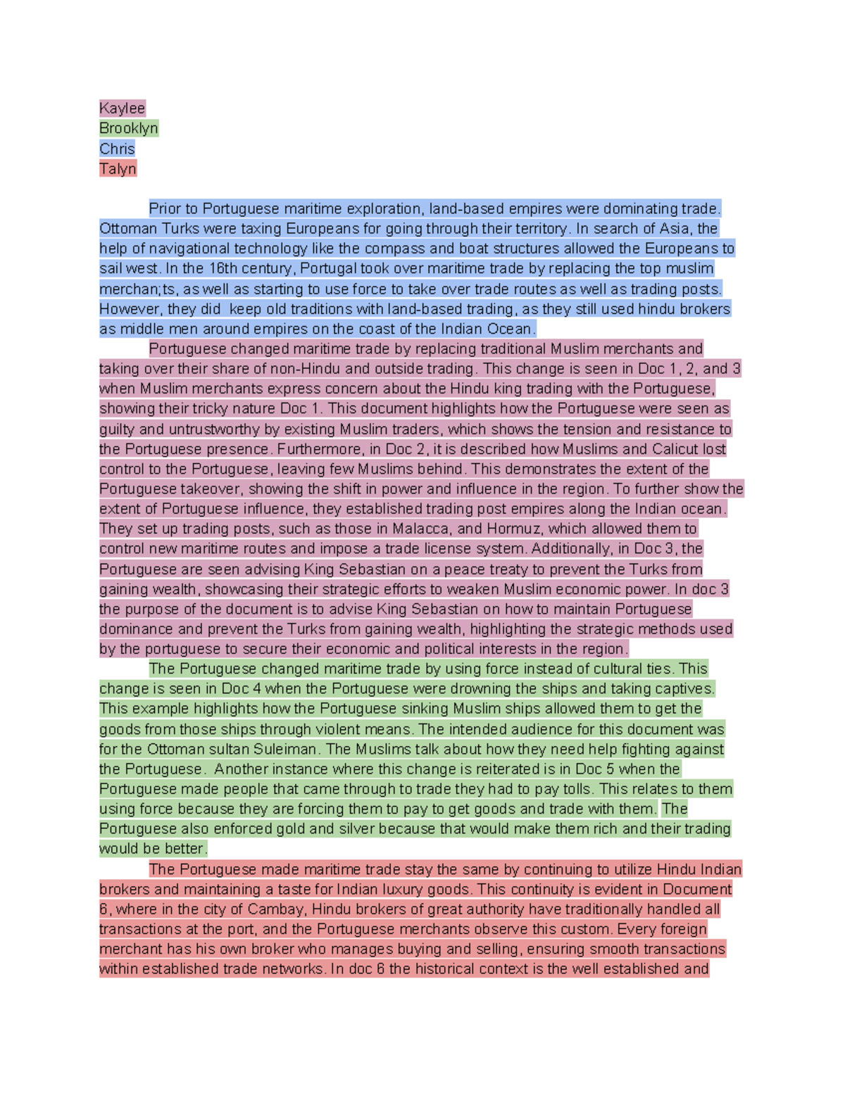 DBQ Essay Summary: The Impact of Portuguese Maritime Trade - Studocu