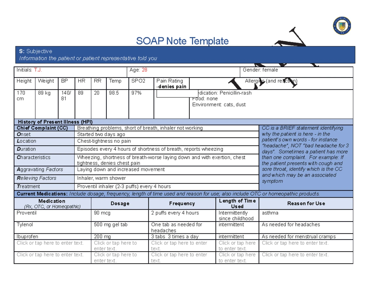 NR 509 SOAP Note Abdominal pain - SOAP Note Template Initials: E Age ...