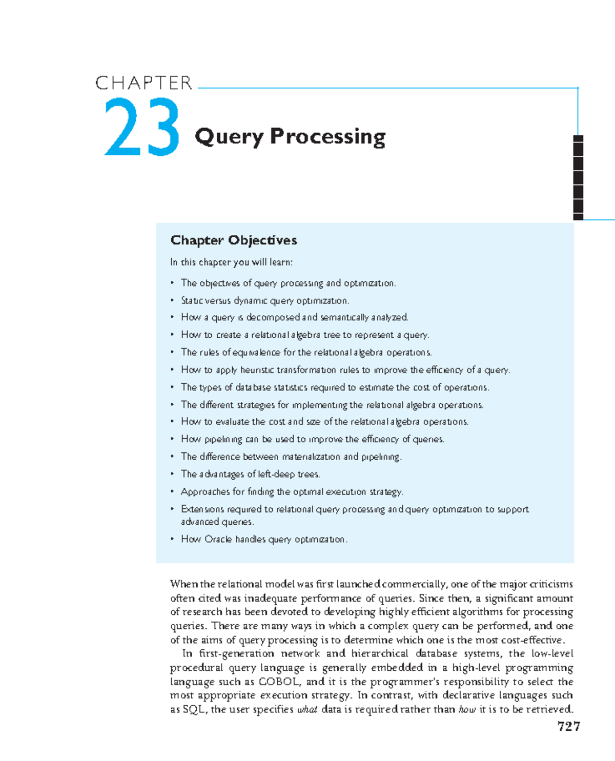 Chapter 23: Efficient Query Processing & Optimization Techniques - Studocu