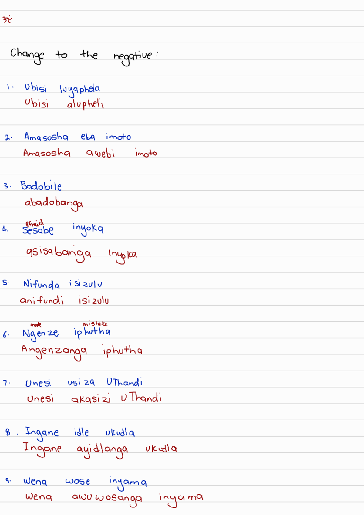 Test 2 practice questions zulu - 31 Change to the negative 1. Ubisi ...