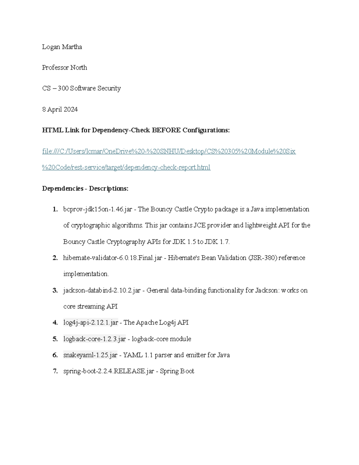 CS-300 Final Assignment: Dependency-Check Analysis and Configurations ...