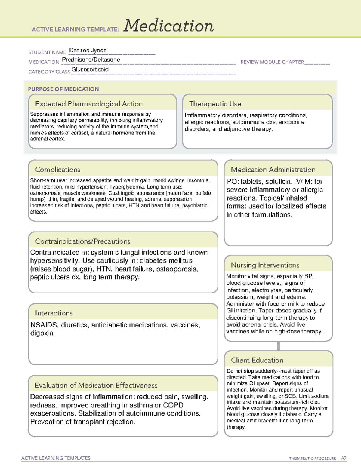 Active Learning Template: Medication Review for Glucocorticoids - Studocu