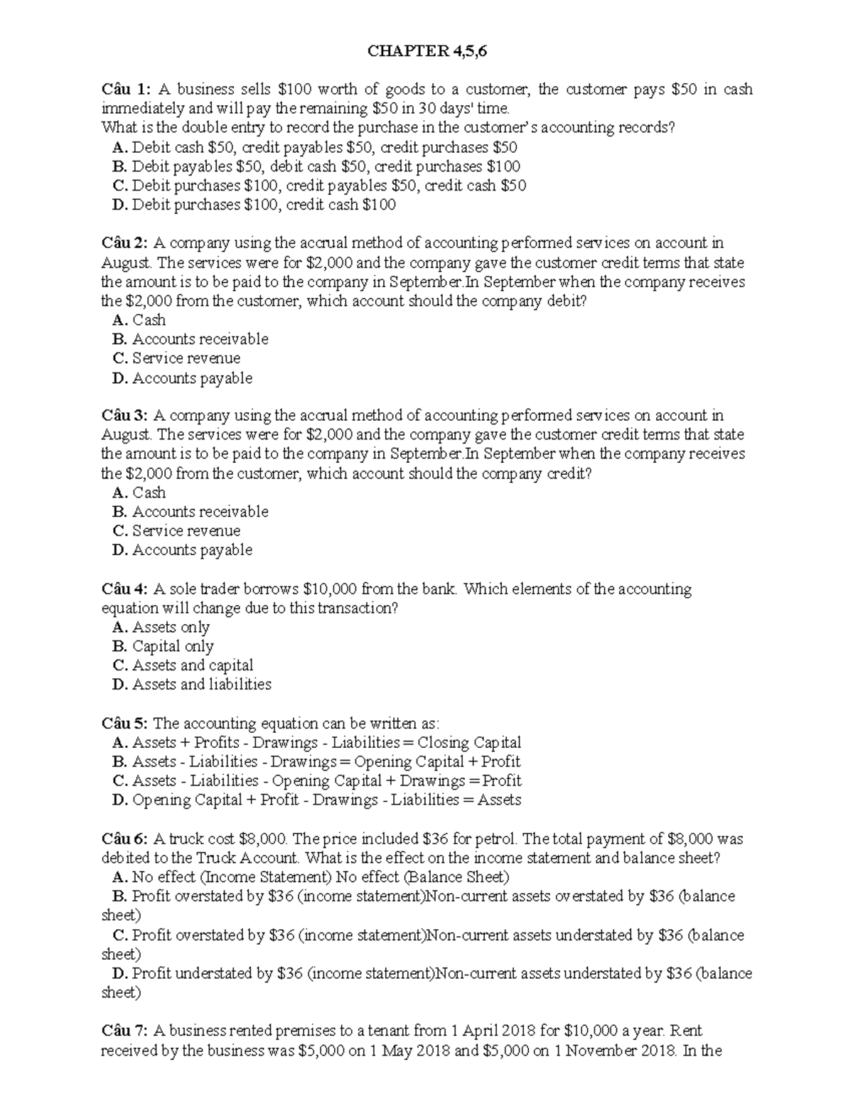 Chapter 4, 5, 6 Accounting Questions and Answers - SV - Studocu