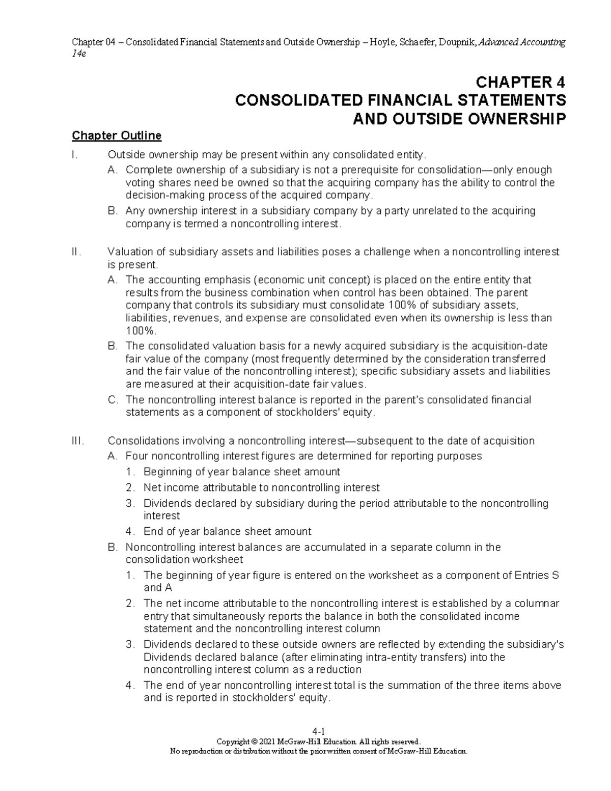 Hoyle 14e Chapter 04: Consolidated Financial Statements & Ownership ...