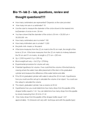 BIO 011 Laboratory Manual: Cell Structure & Function (Lab 4) - Studocu