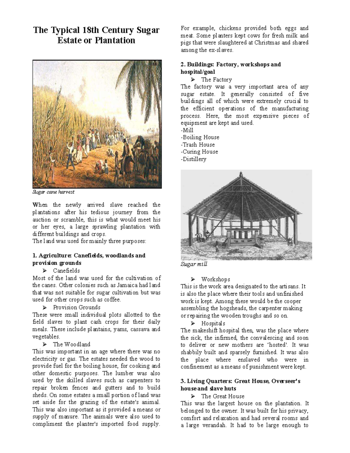 The 18th Century Sugar Plantation: Structure, Labor, and Production ...