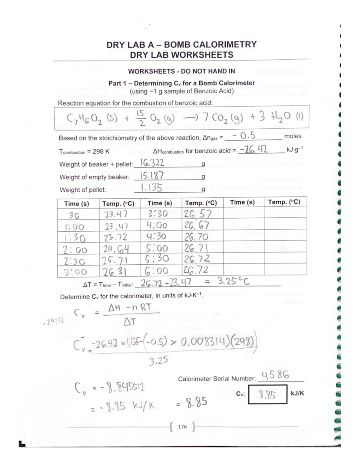 DRY LAB A - BOMB Calorimetry - CHEM 1050 - Studocu