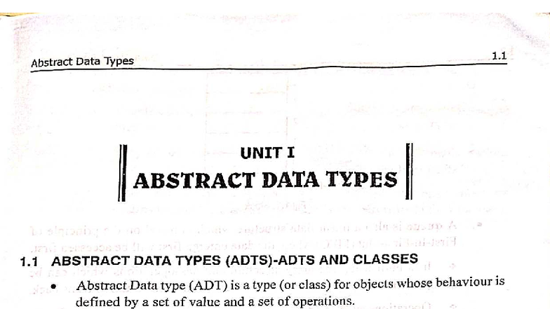 DSD UNIT-1 - R2021 Abstract Data Types and Classes Notes - Studocu