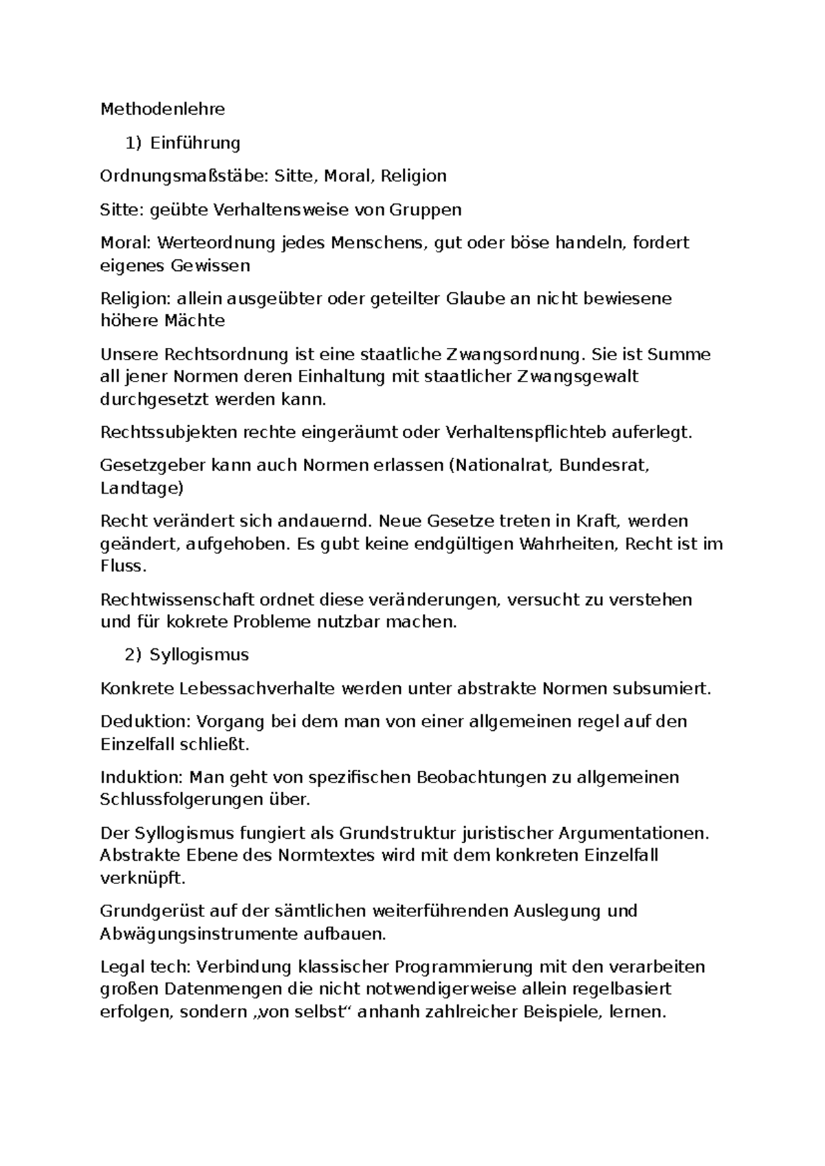 Methodenlehre 1: Einführung in Ordnungsmaßstäbe und Syllogismus - Studocu