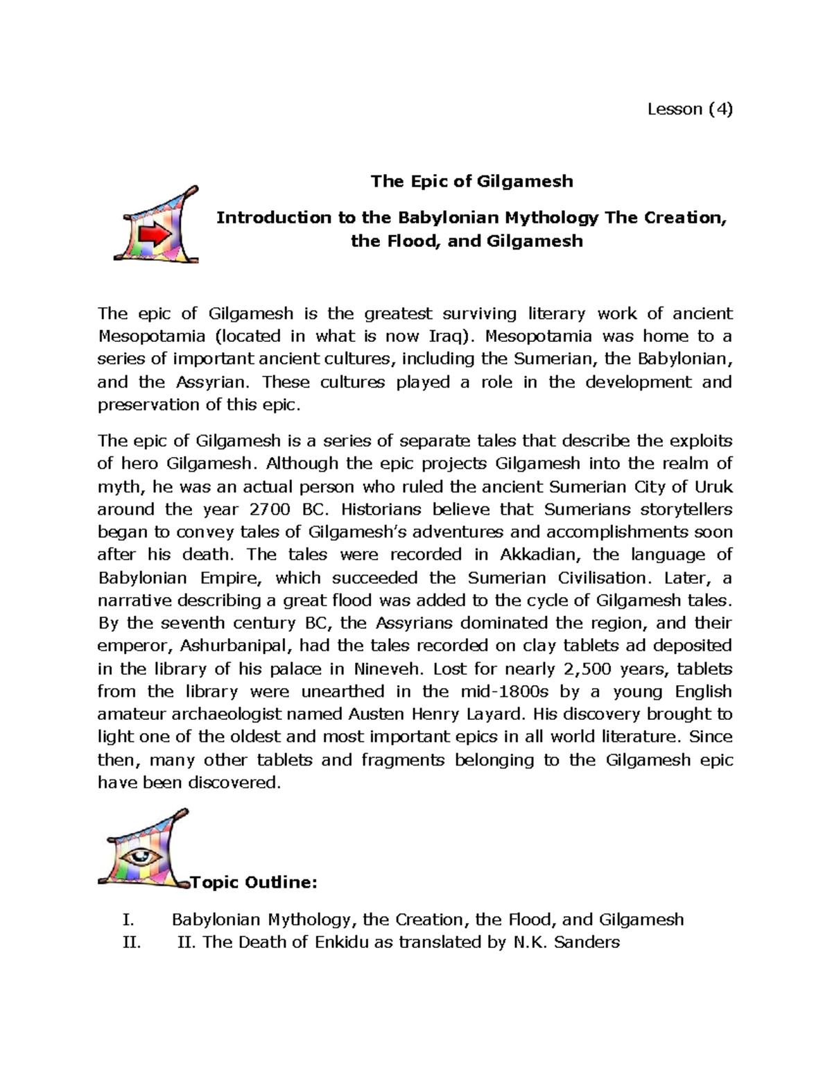 Epic-of-Gilgamesh - Summary The Epic of Gilgamesh - Lesson (4) The Epic ...