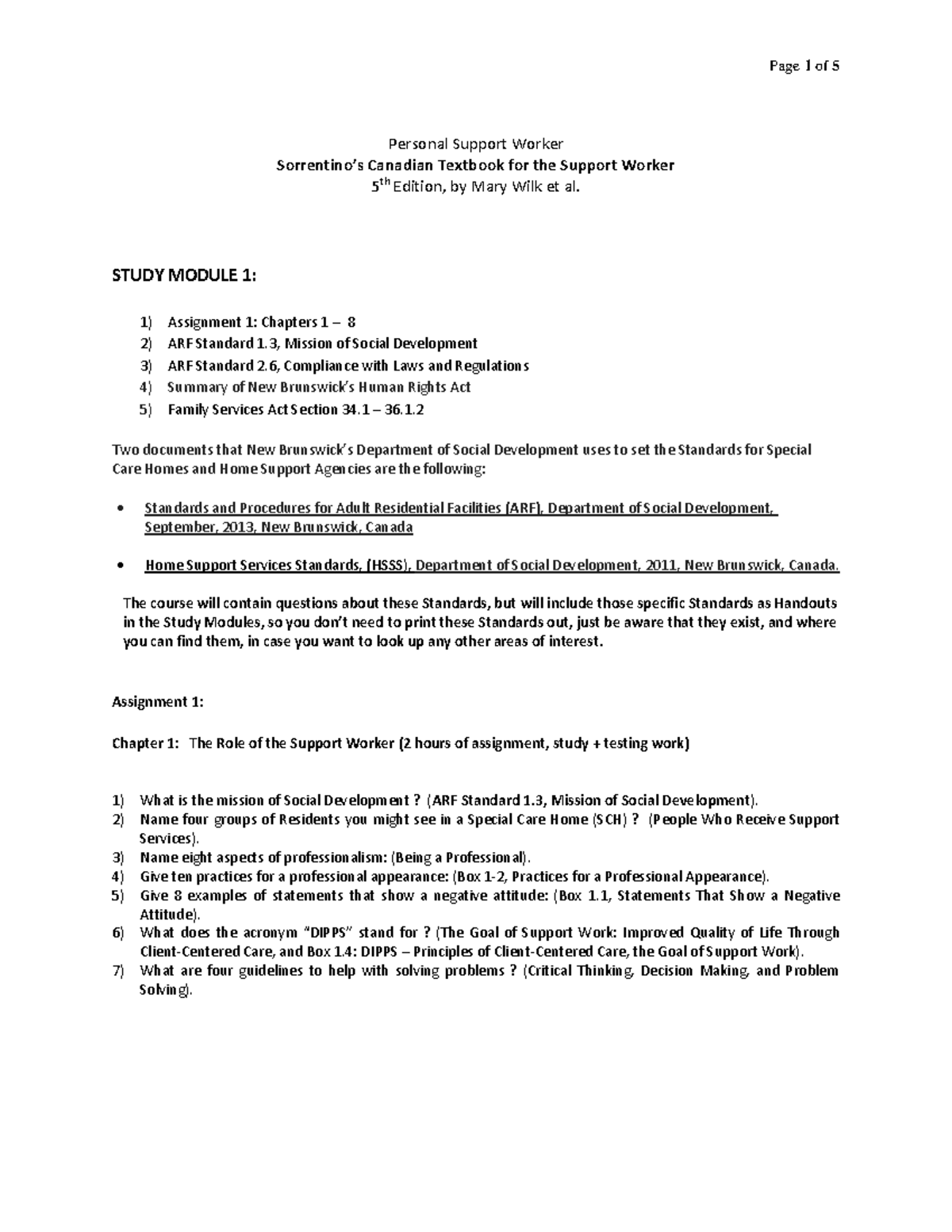 PSW 5th Ed. Study Module 1: Assignment 1 - Chapters 1-8 Summary - Studocu